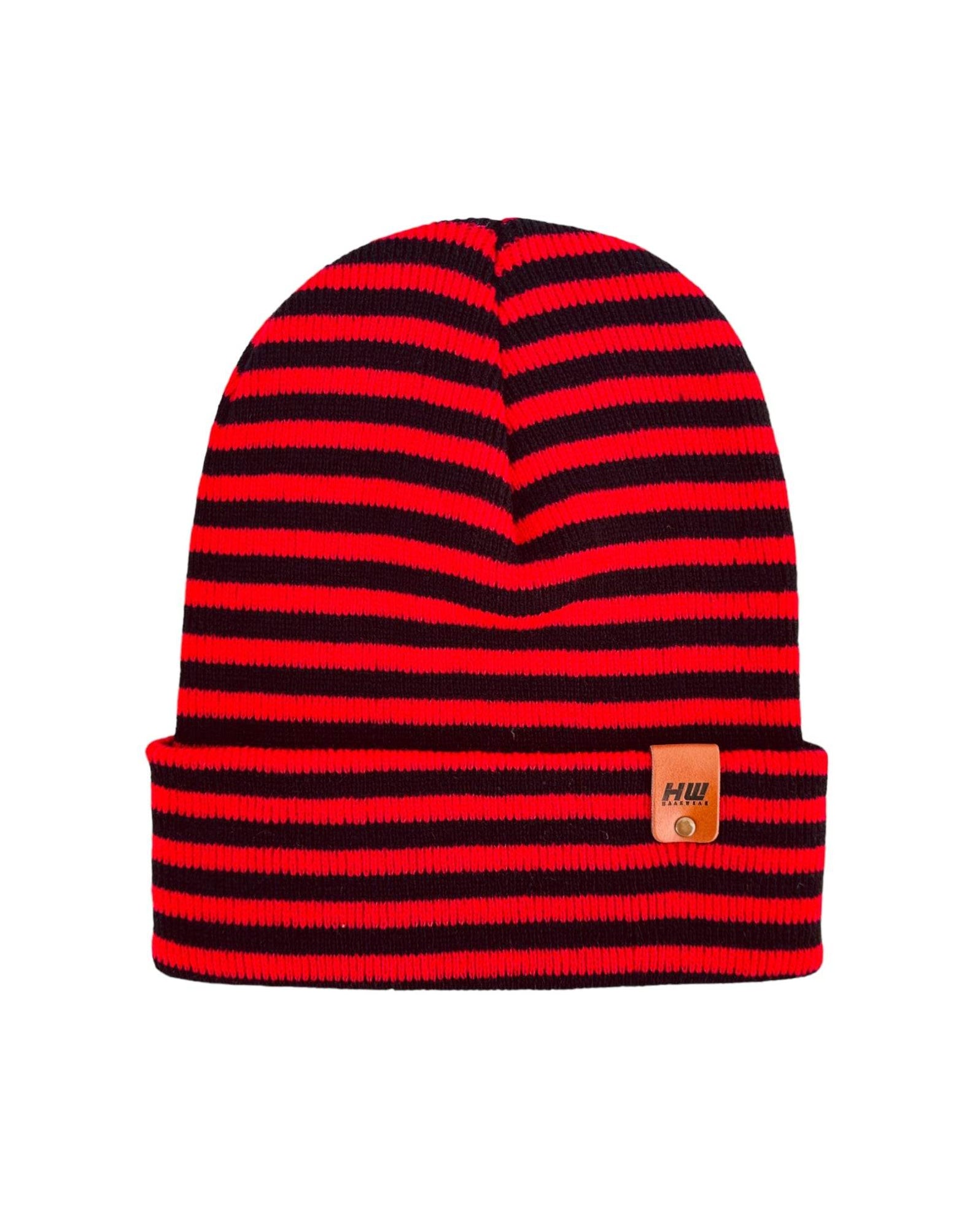 HAAKWEAR Classic RORO Cuffed Beanie / Hat - Black / Red, Made in USA ...