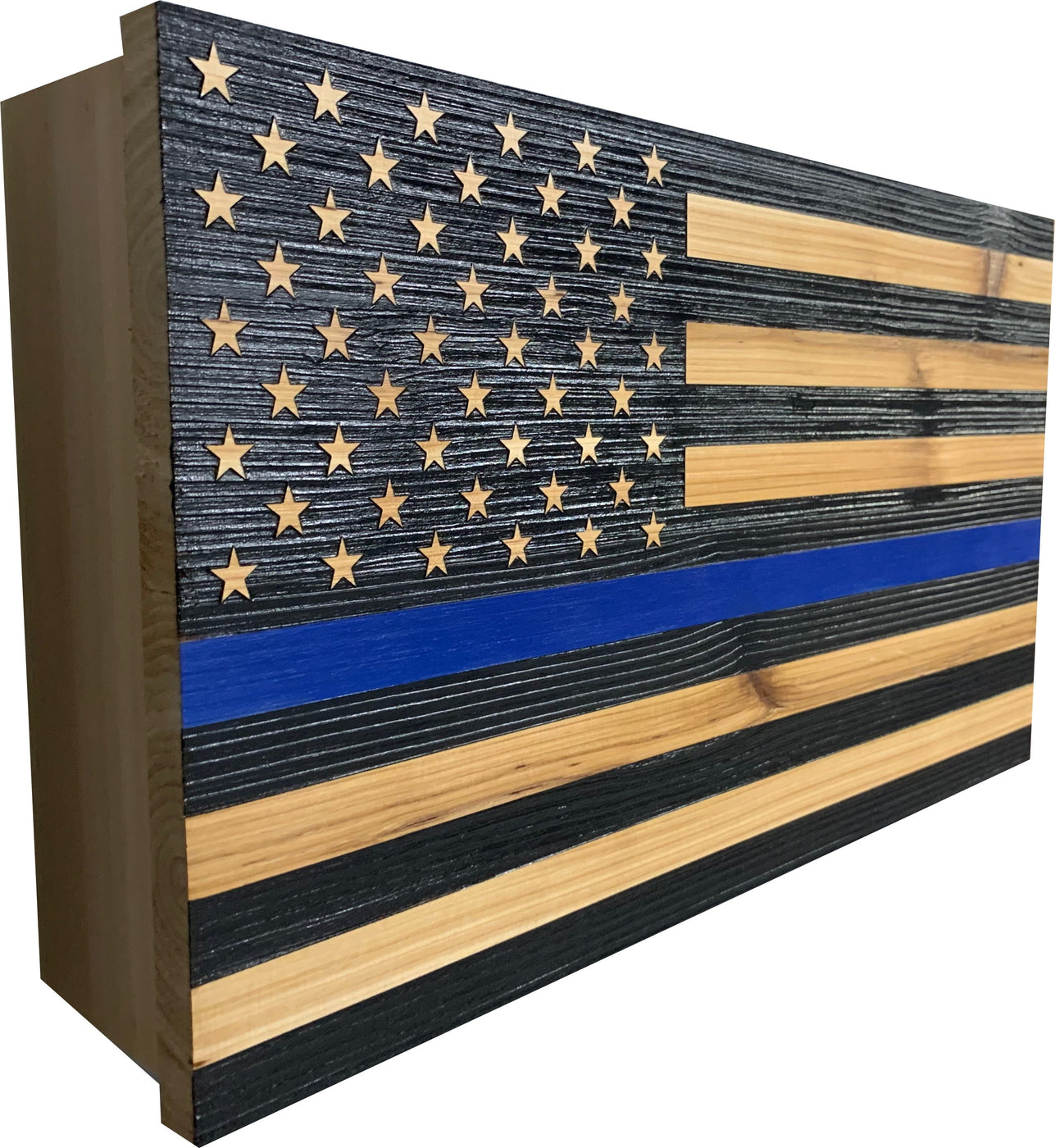 Blue Line American Flag Hidden Gun Storage, Customizable Thin Blue Lin ...