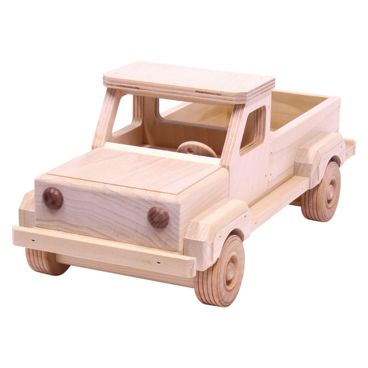 Amish-Made Wooden Pickup Truck Toy with Hitch, Unfinished — BuyAmerican