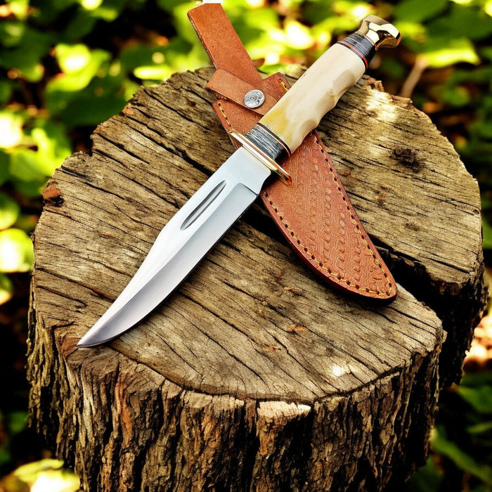 Custom Handmade Bowie Knife - D2 Steel Blade with Bone Handle — BuyAmerican