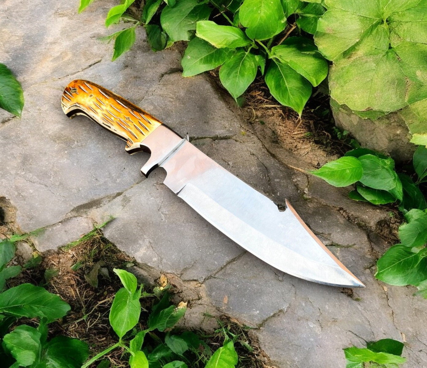 Custom Handmade Bowie Knife - D2 Steel Blade, Bone Handle, 13" Overall ...