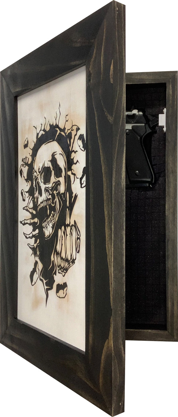 Gothic Skull Giving Middle Finger Decorative Gun Cabinet To Securely S ...